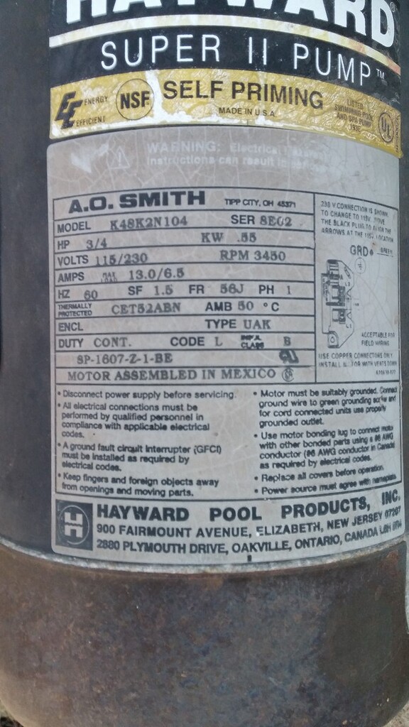 new motor - Pool Equipment - Inyo Pool People