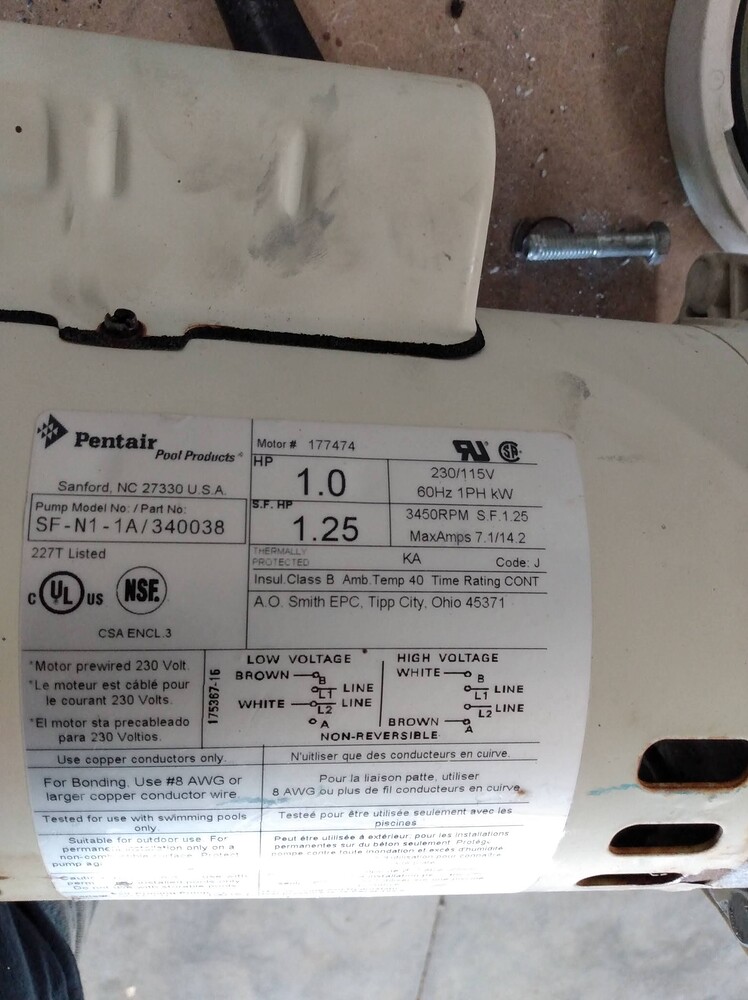 Replacement motor for Pentair SuperFlo Pump SF-N1-1A - Pool Repair ...