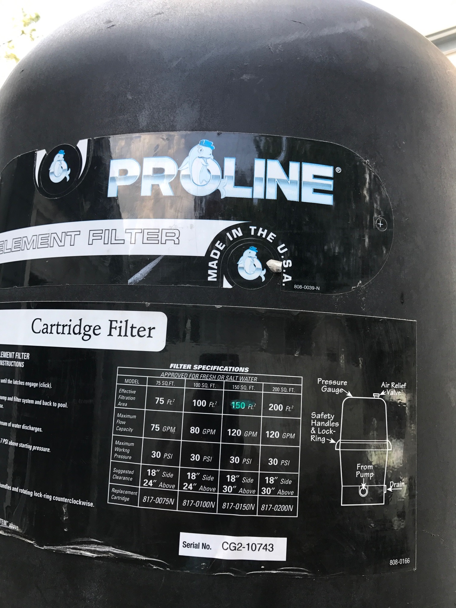 Proline Element Filter Lid - Pool Equipment - Inyo Pool People